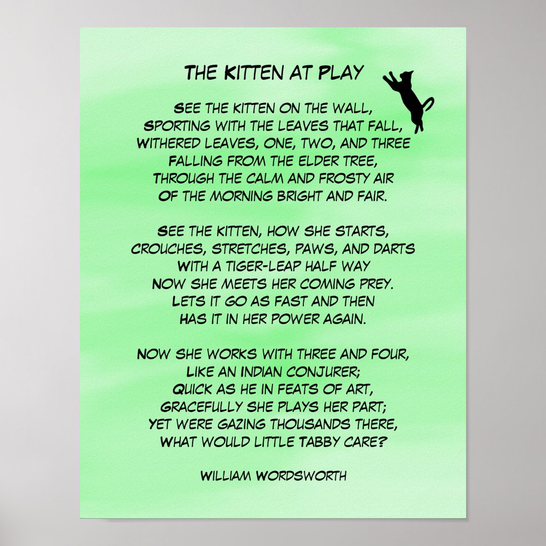 The Kitten at Play Cute Poem Poster | Zazzle