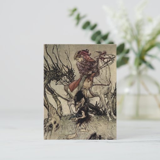 “The Knight and Gnome” by Arthur Rackham Postcard | Zazzle