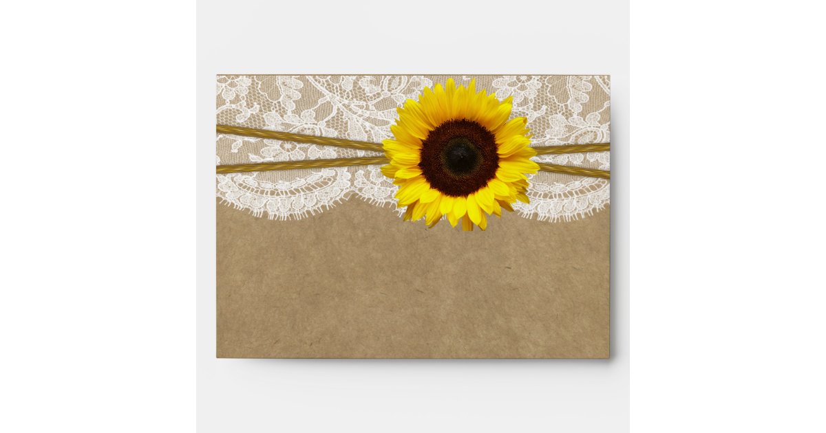 The Kraft, Lace & Sunflower Collection Envelopes | Zazzle