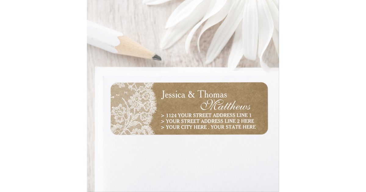 The Kraft & Lace Wedding Collection Labels | Zazzle