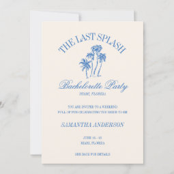 The Last Splash Blue Retro Beach Bachelorette Invitation | Zazzle