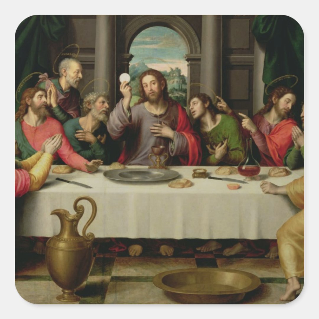 The Last Supper 5 Square Sticker | Zazzle