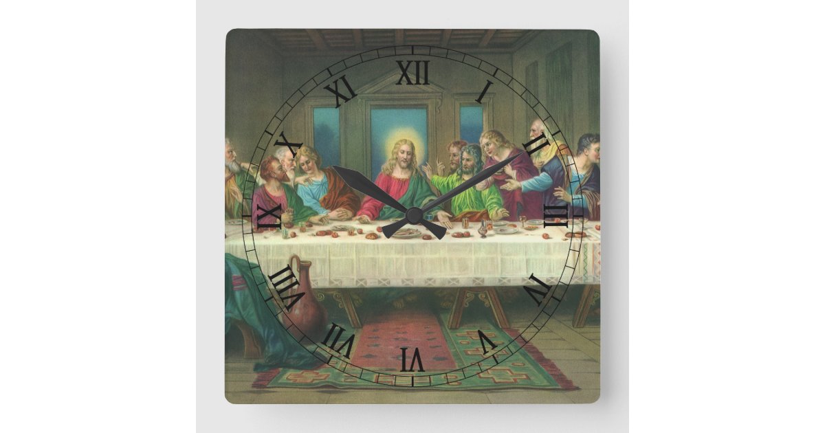The Last Supper Originally by Leonardo da Vinci Square Wall Clock | Zazzle