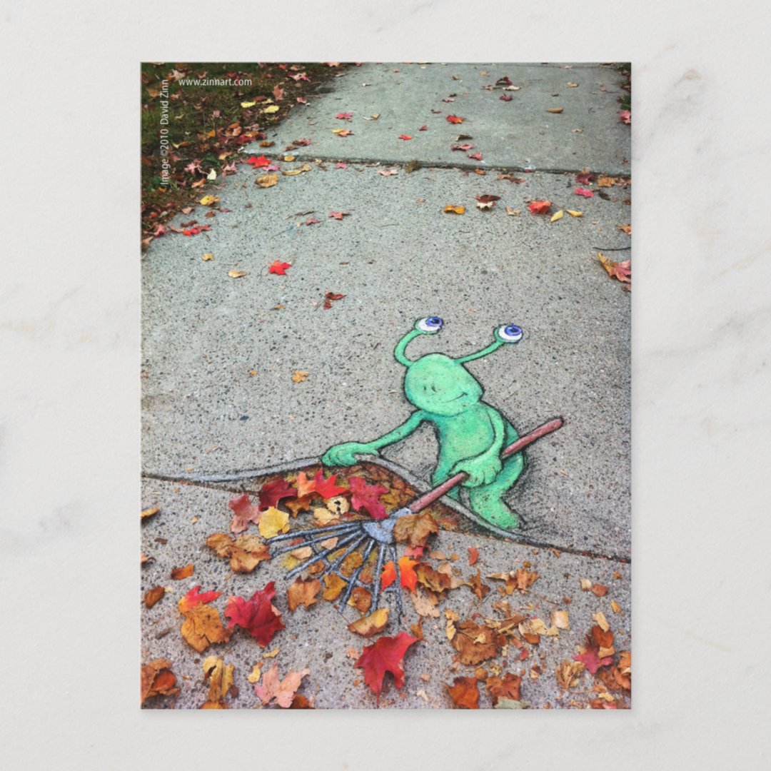 the lazy leaf-raker postcard | Zazzle