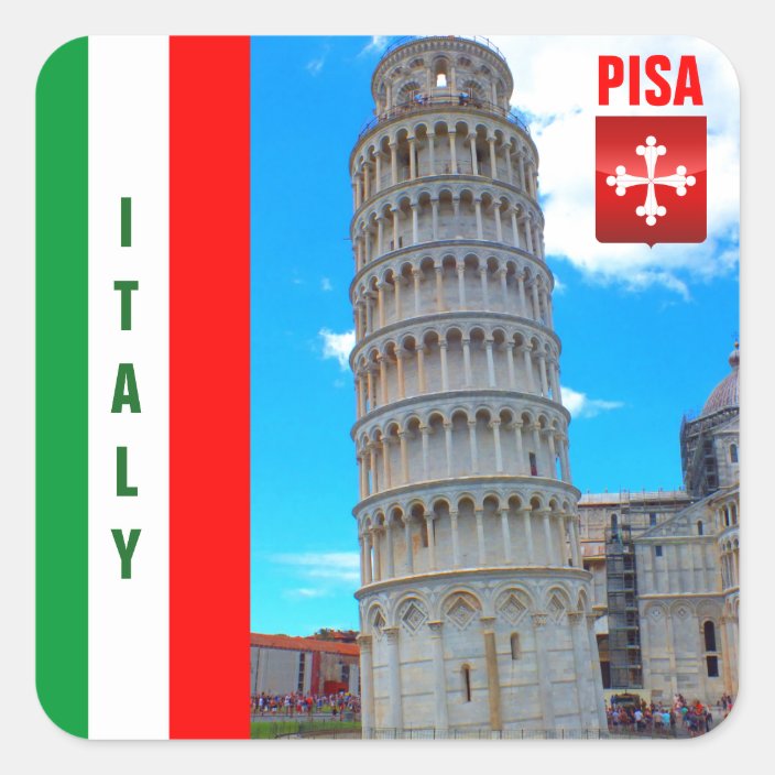 The Leaning Tower Of Pisa And The Pisan Cross Square Sticker | Zazzle.com