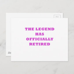 The Legend has Officially Retired Postcard | Zazzle