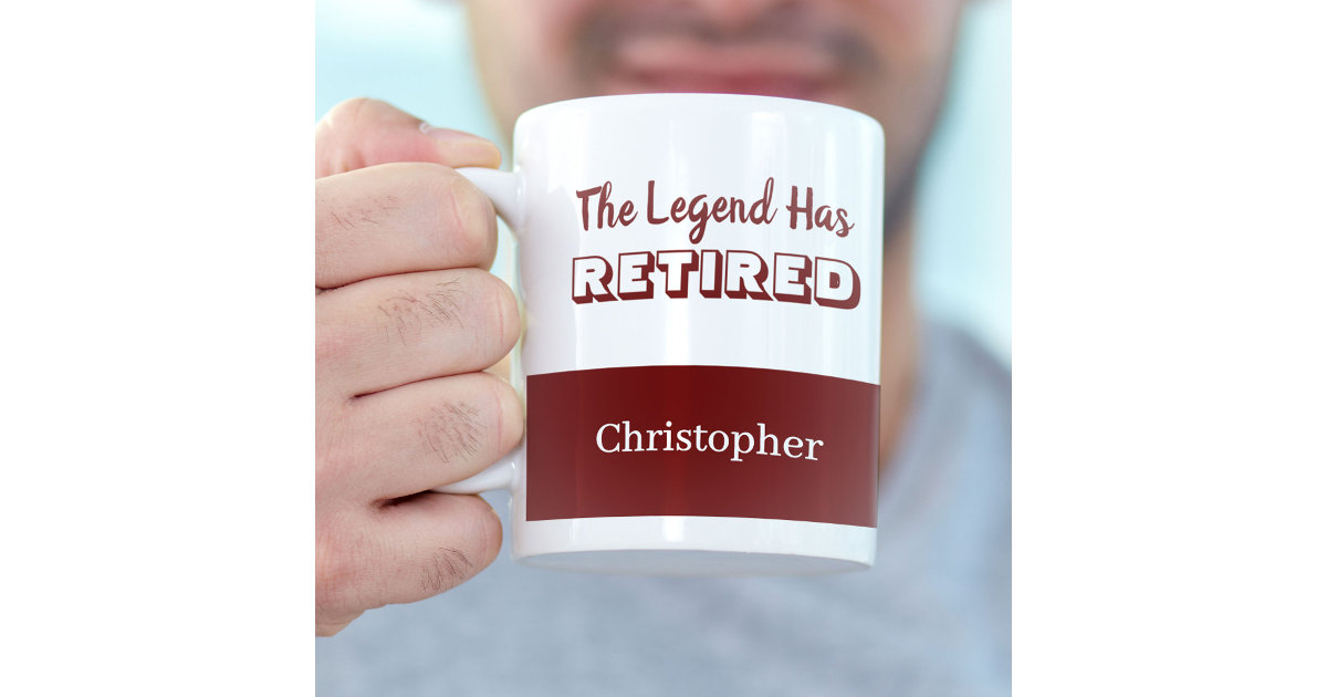 The Legend Has Retired Red and White Retirement Coffee Mug | Zazzle
