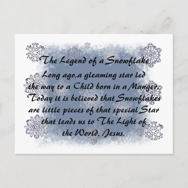 The Legend of the Snowflake Postcard | Zazzle