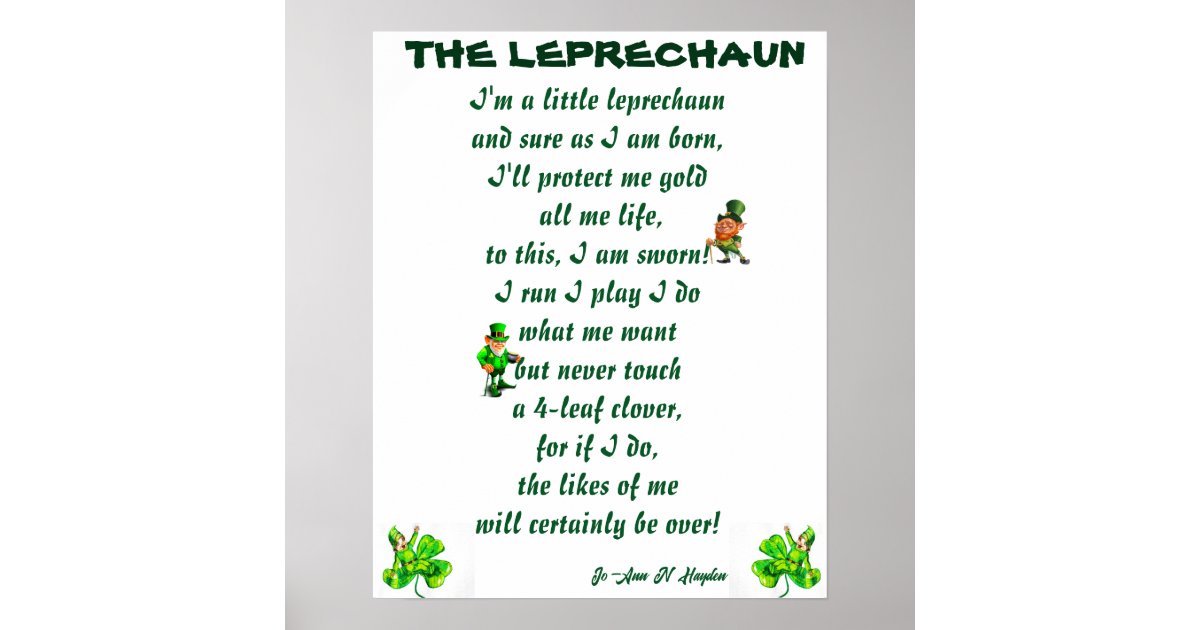 THE LEPRECHAUN POEM POSTER | Zazzle