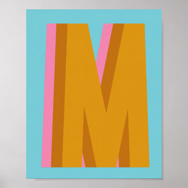 The letter M in Retro Colors and Lettering Poster | Zazzle