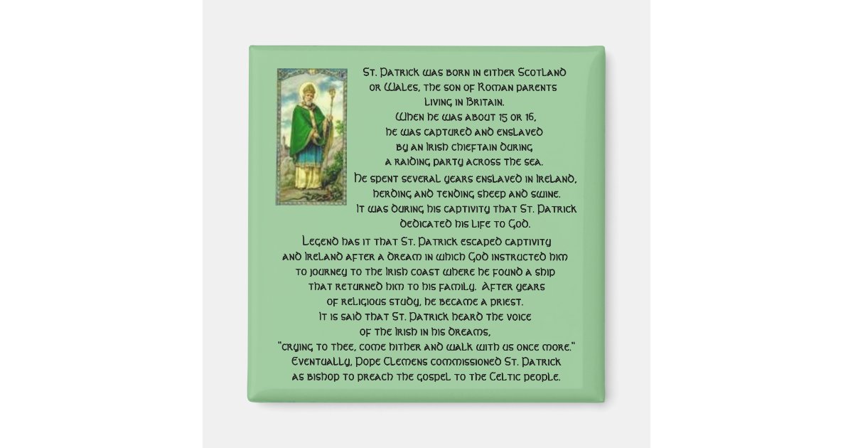 The Life of St. Patrick-Irish Saint history Magnet | Zazzle