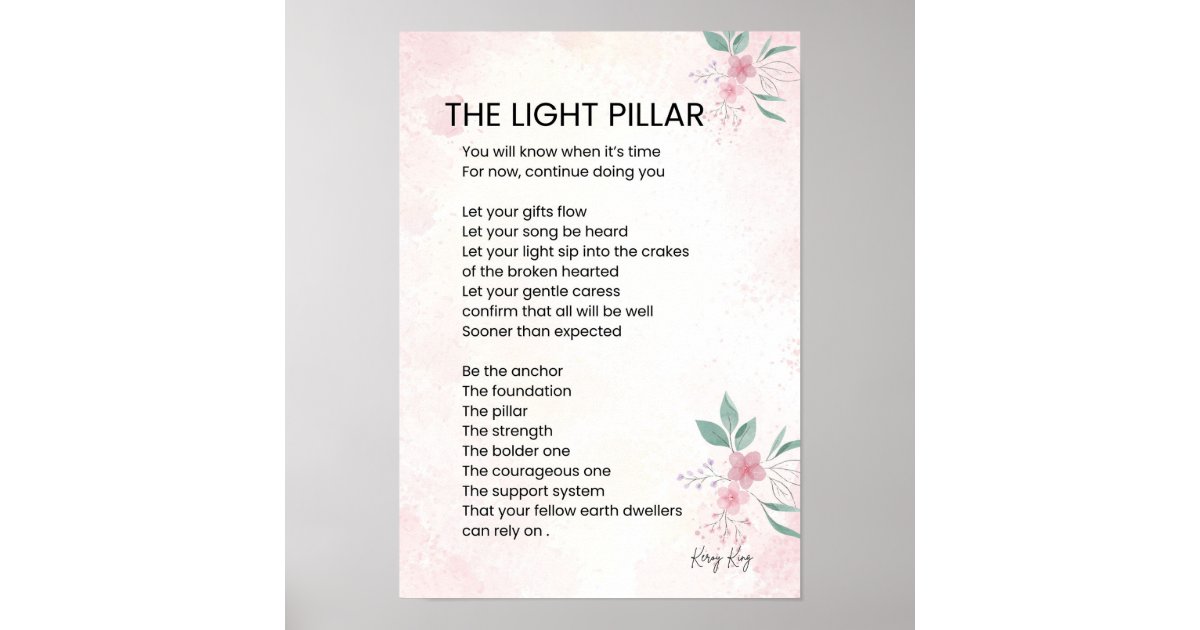 The Light Pillar - Awakening Poem Poetry Poster | Zazzle