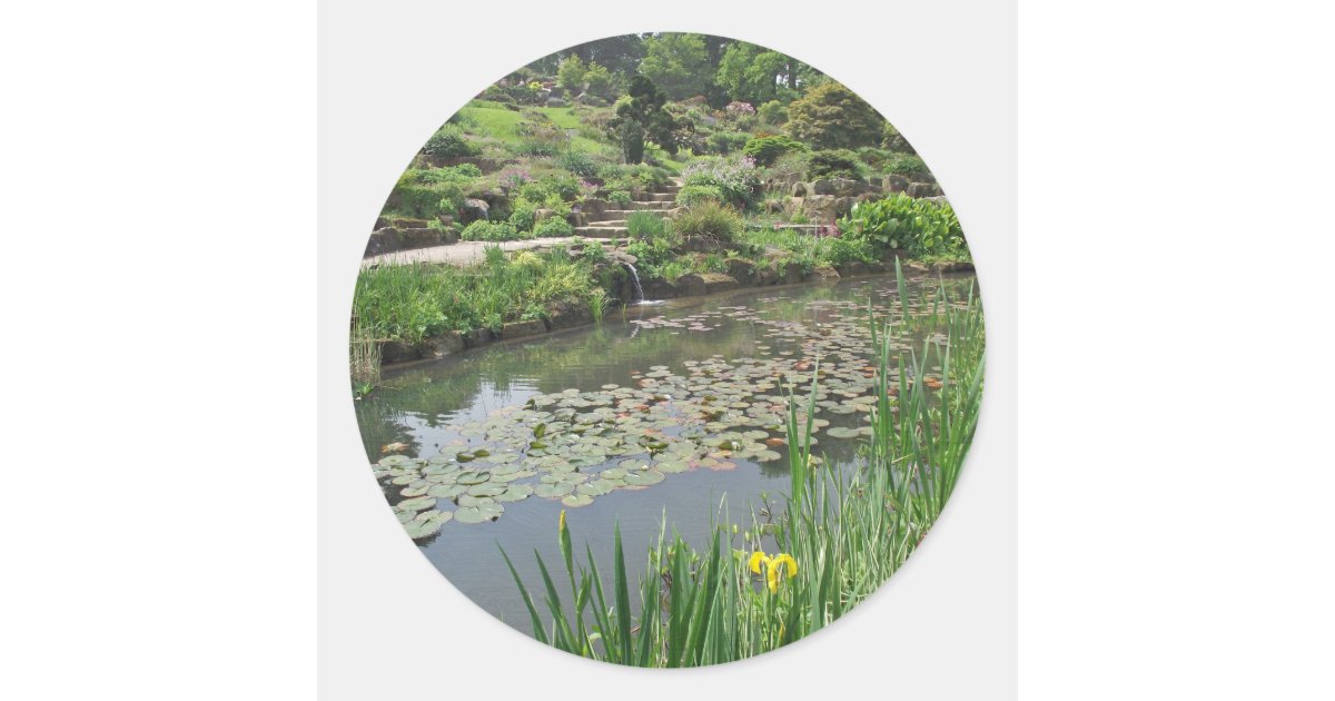 The Lily Pond at RHS Wisley Classic Round Sticker | Zazzle