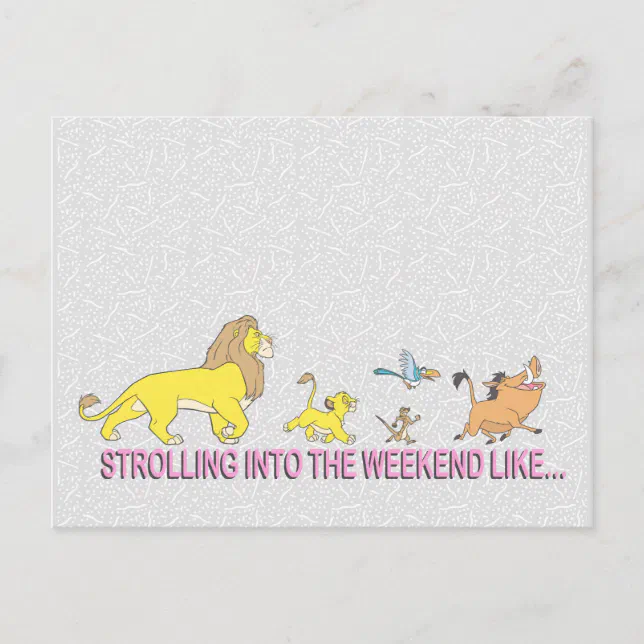 The Lion King | Strolling into the Weekend Postcard | Zazzle