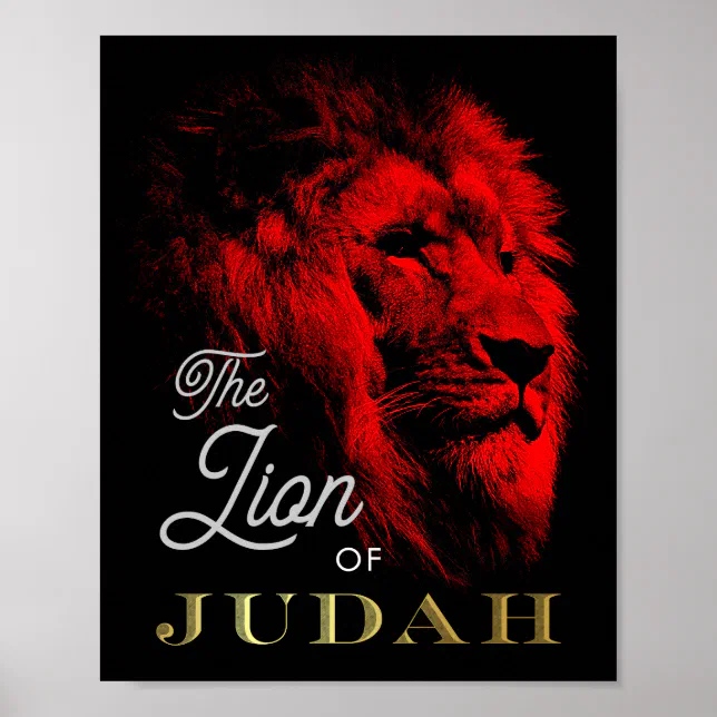 The Lion of Judah Black Red Gold Christian Poster | Zazzle