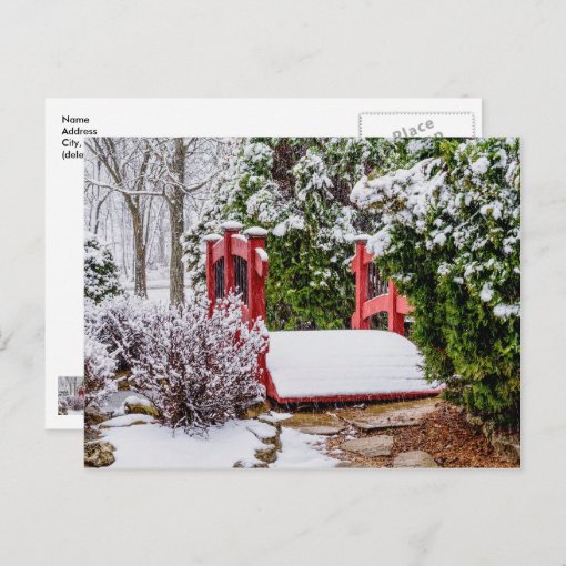 The Little Red Bridge Blank Post Card | Zazzle