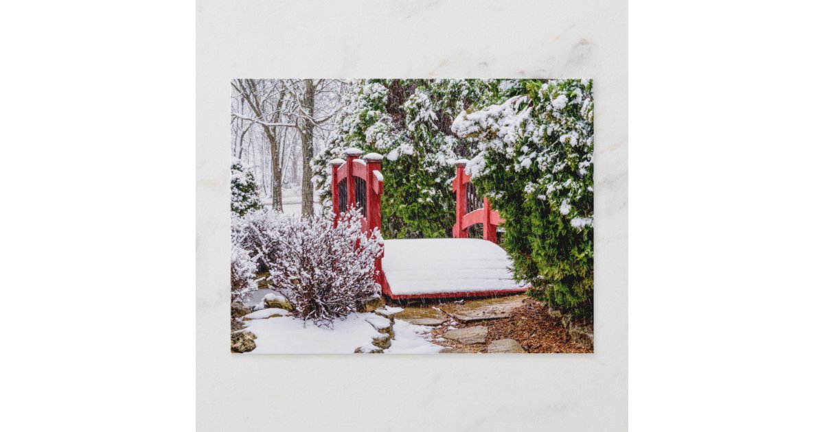 The Little Red Bridge Blank Post Card | Zazzle