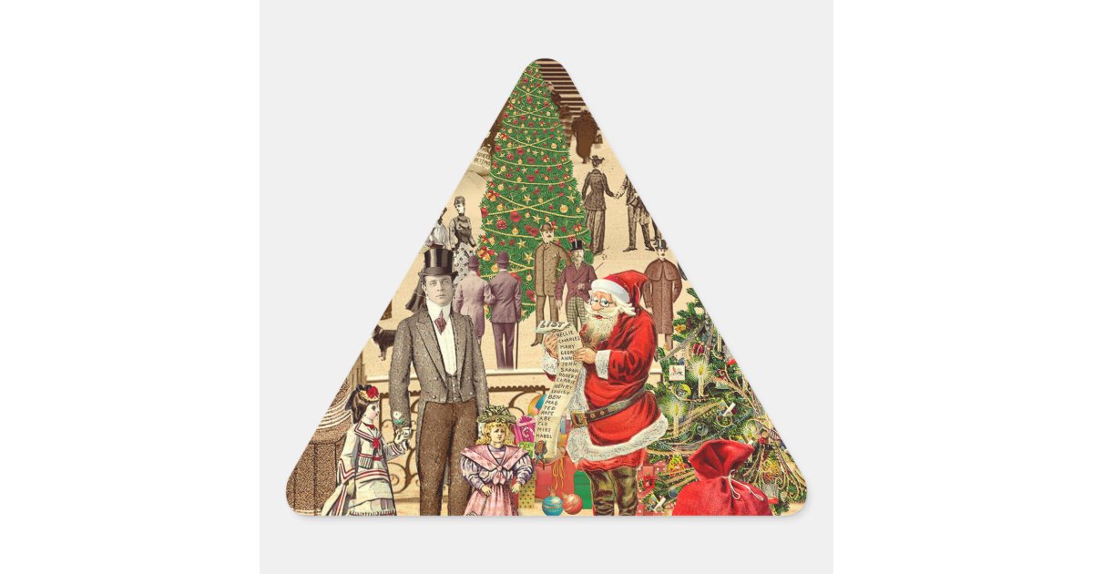 The Long List of Santa Claus Triangle Sticker | Zazzle