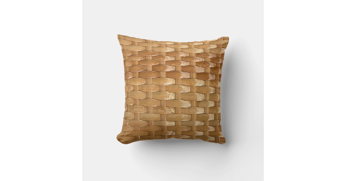 The Look of Lacquer Wicker Basketweave Texture Throw Pillow | Zazzle