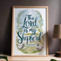 The Lord is My Shepherd Psalm 23:1 Pastoral Art Poster | Zazzle