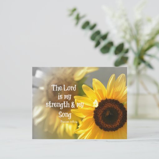 The Lord is my Strength and Song Bible Verse Postcard | Zazzle