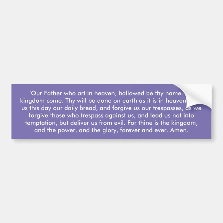 "The Lord's Prayer" Inspirational Bumper Sticker | Zazzle