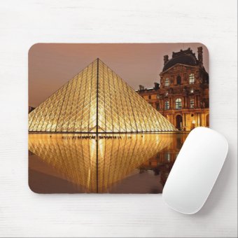 The Louvre gallery, Paris at night Mouse Pad | Zazzle