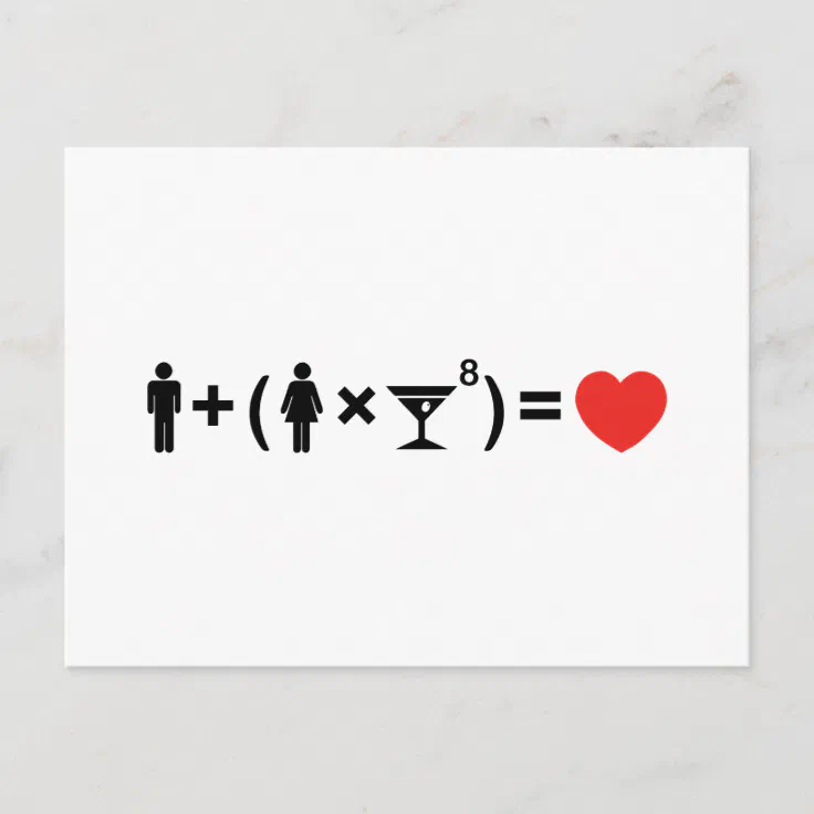 The Love Equation for Women Postcard | Zazzle