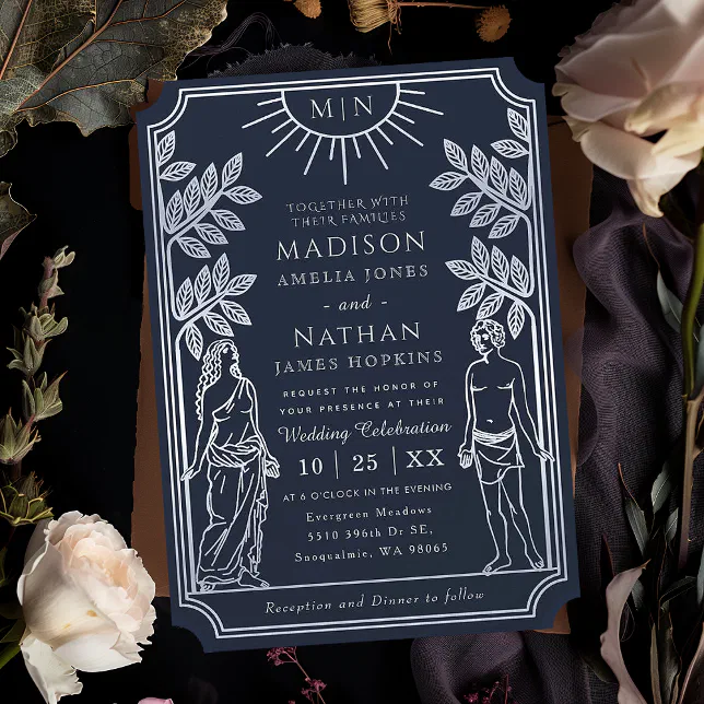 The Lovers Silver Tarot Card Wedding Invitation | Zazzle