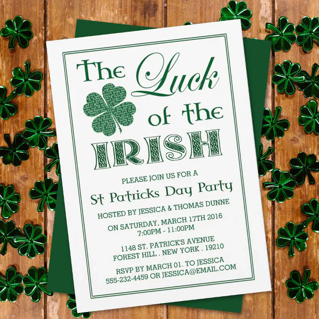 The Luck Of The Irish St. Patrick's Day Invitation | Zazzle