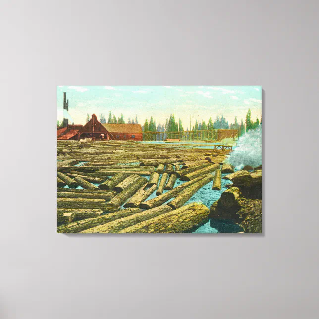 The Lumber Mill and Dam, River filled with Canvas Print | Zazzle