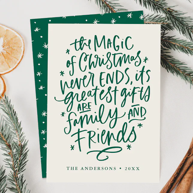 The Magic of Christmas Beige & Green Non-Photo Holiday Card | Zazzle