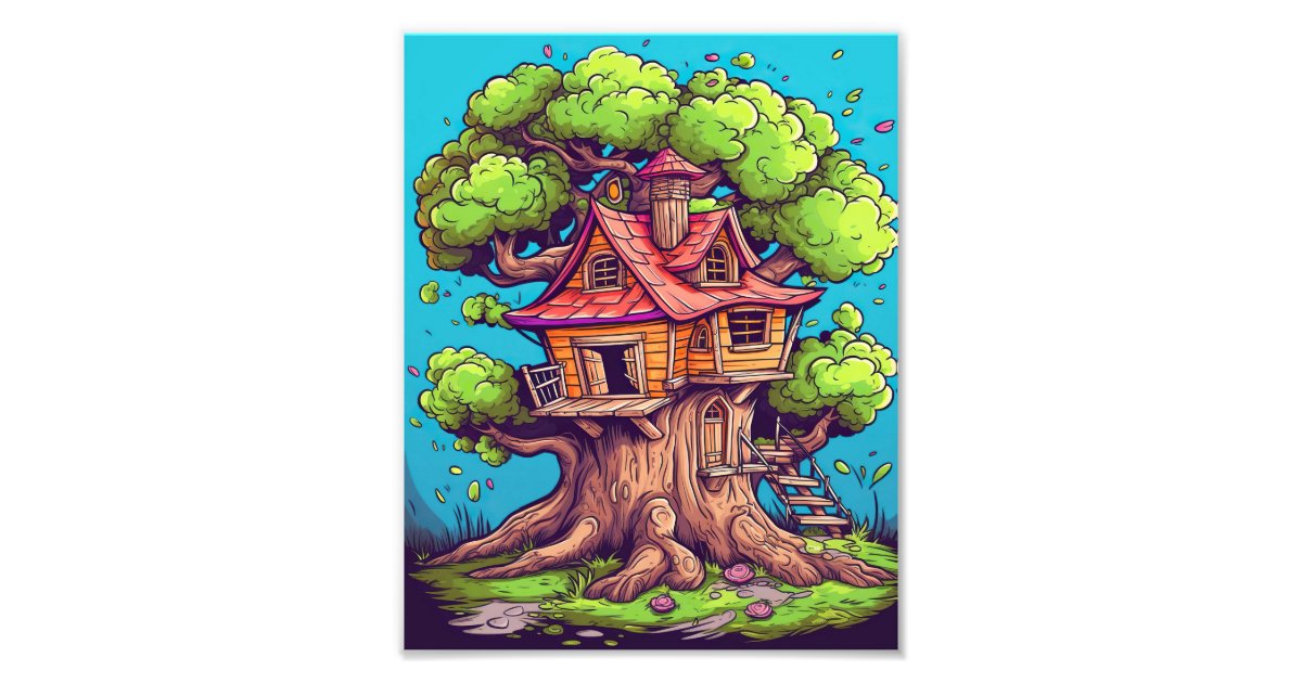 The Magical Carved Treehouse Poster | Zazzle