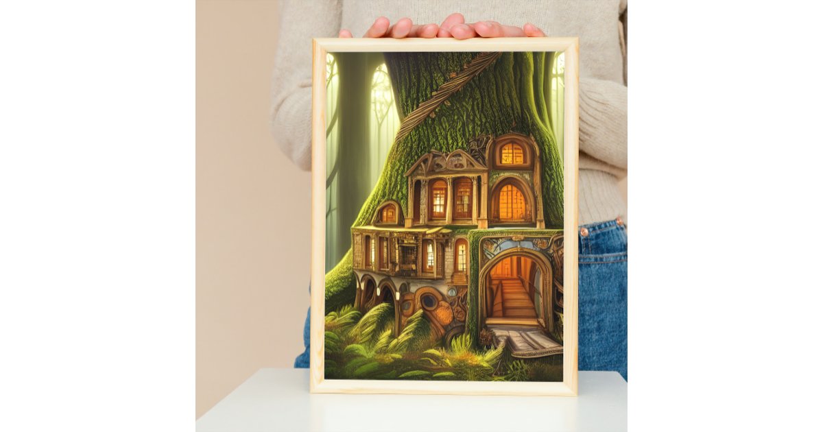 The Magical Carved Treehouse Poster | Zazzle