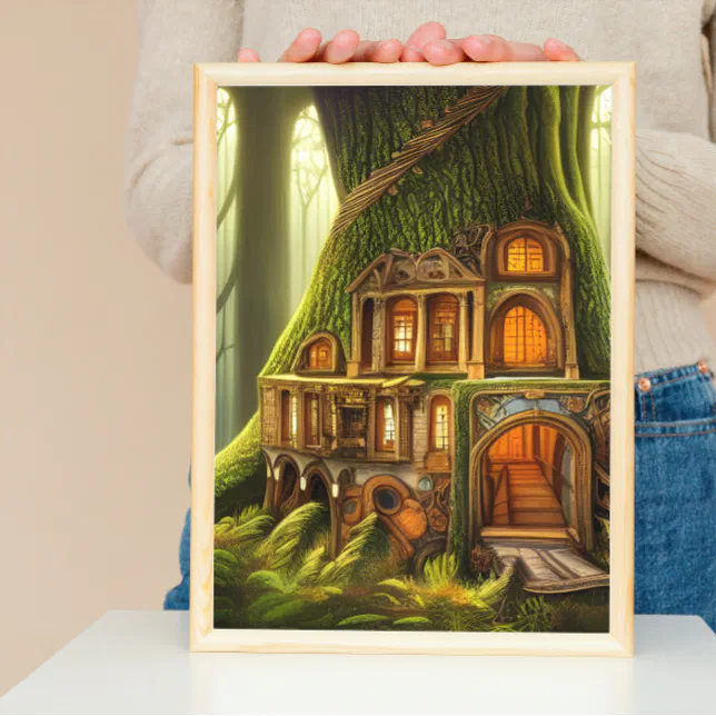 The Magical Carved Treehouse Poster | Zazzle