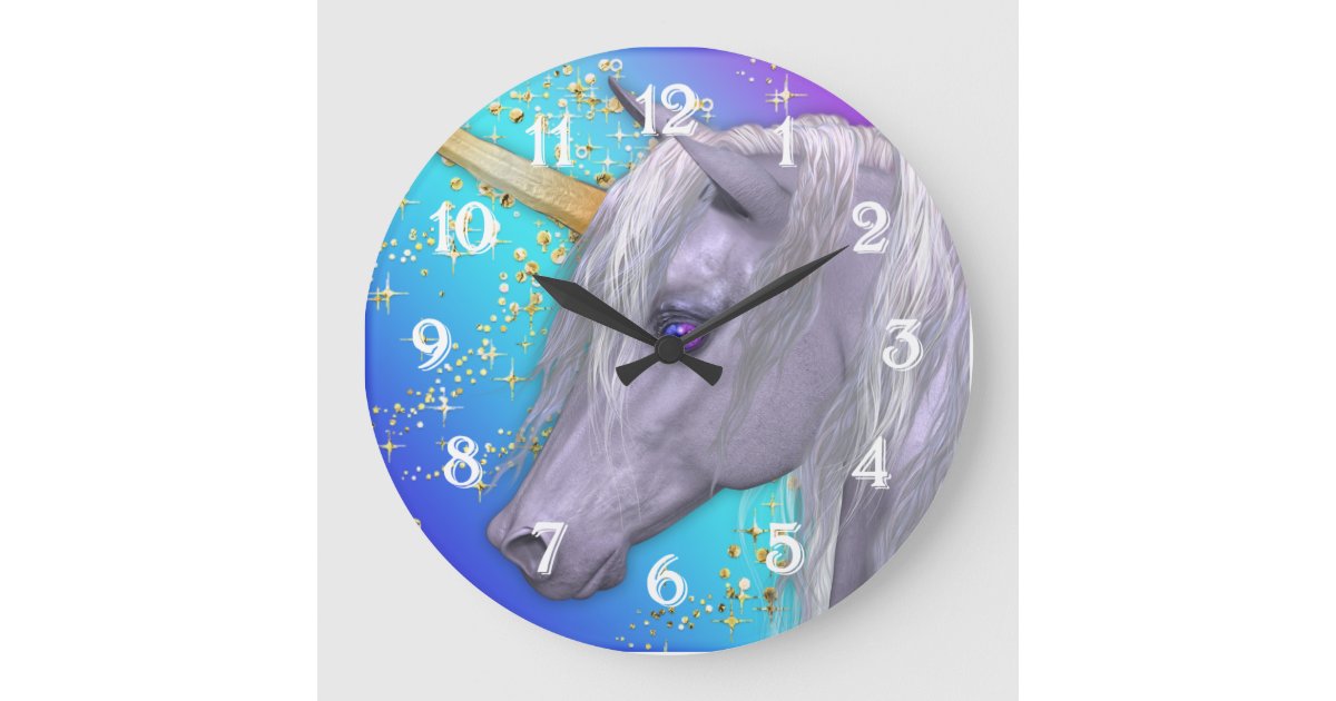 The Magical Unicorn Large Clock | Zazzle