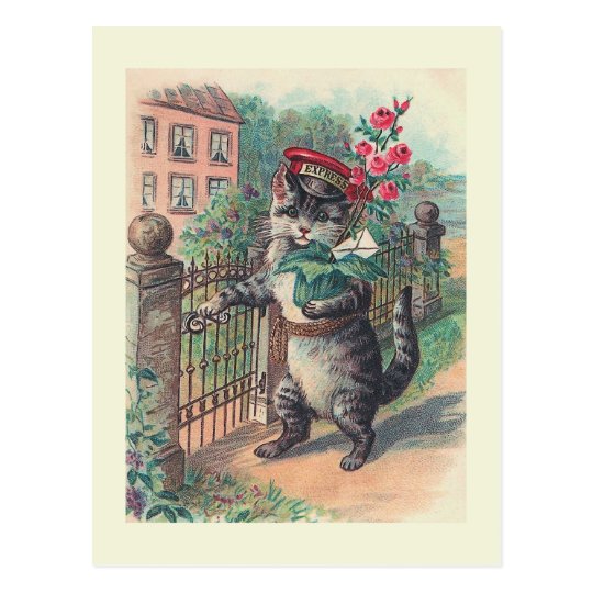 "The Mailman" Vintage Cat Postcard | Zazzle.com