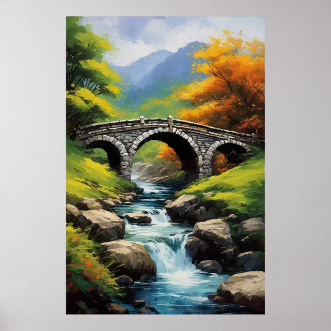 The Majesty of a Rocky Stream Crossing Poster | Zazzle