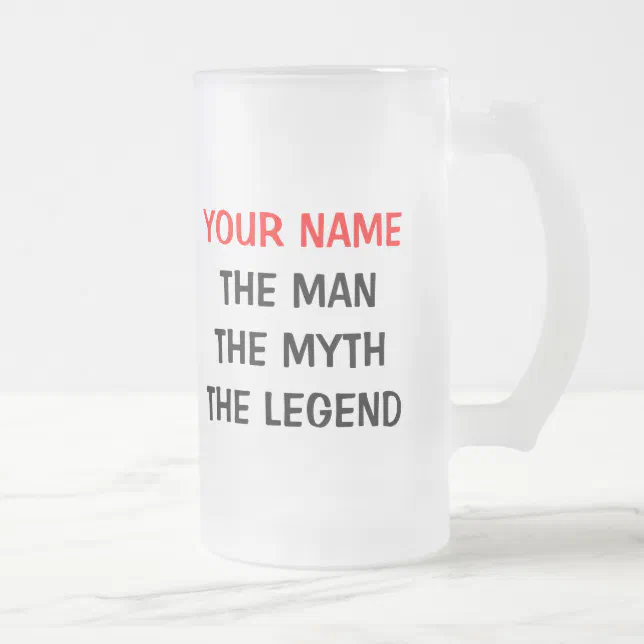 The man myth legend glass beer mug | Personalized | Zazzle
