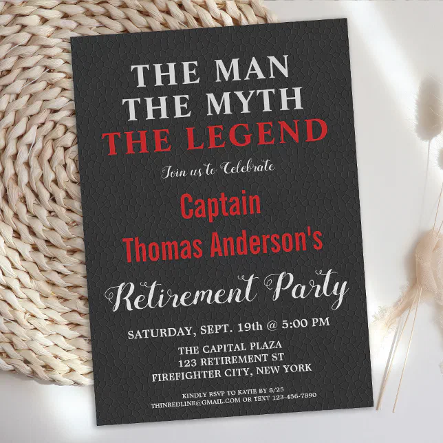 The Man Myth The Legend Firefighter Retirement Invitation | Zazzle