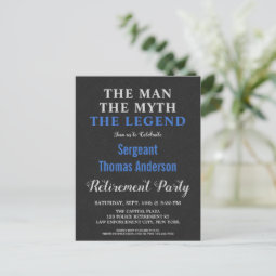 The Man Myth The Legend Police Retirement Party Invitation Postcard ...
