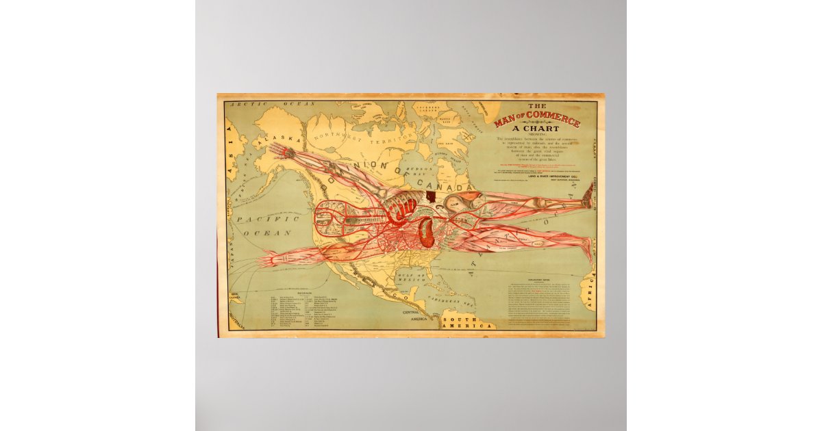 The Man of Commerce Map of United States (1889) Poster | Zazzle