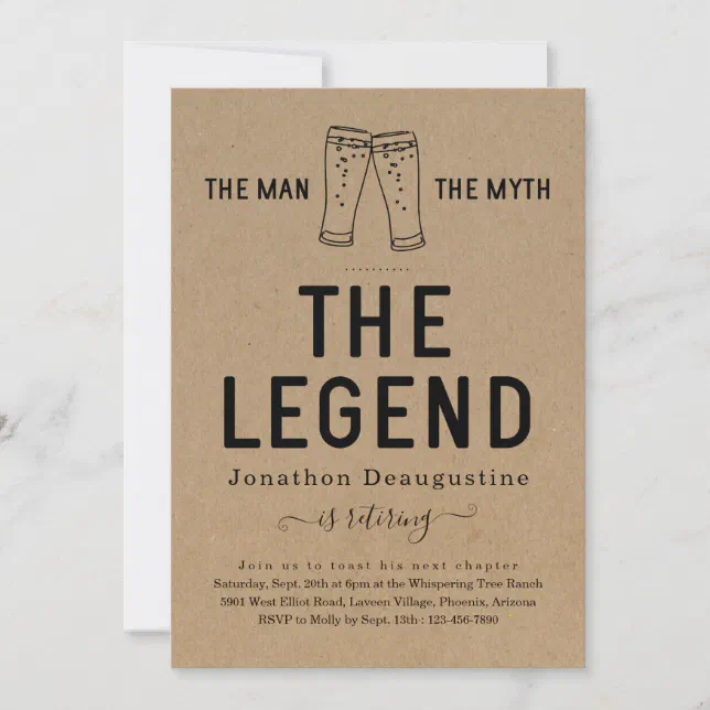 The Man The Myth The Legend Funny Retirement Invitation | Zazzle