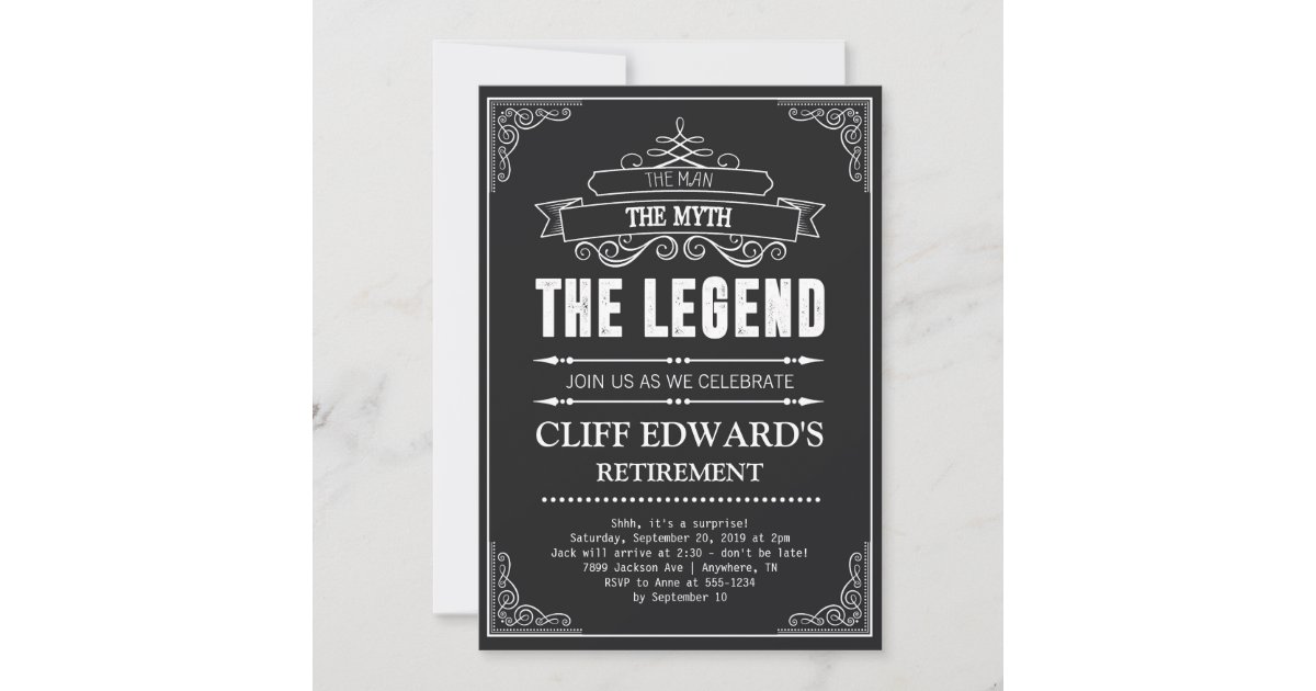 The Man The Myth The Legend Retirement Party Invitation | Zazzle