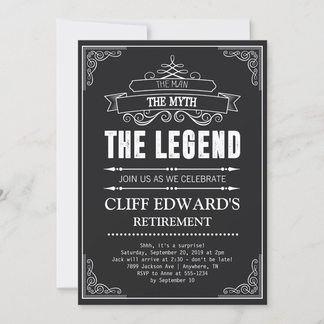 The Man The Myth The Legend Retirement Party Invitation | Zazzle