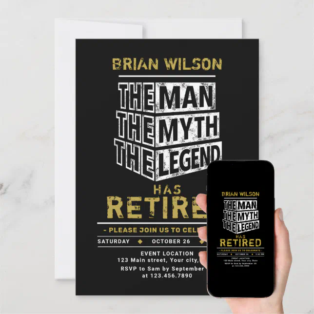 The Man The Myth The Legend Retirement Party Invitation | Zazzle