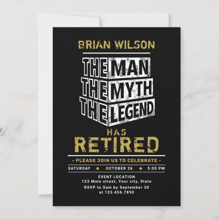 The Man The Myth The Legend Retirement Party Invitation | Zazzle