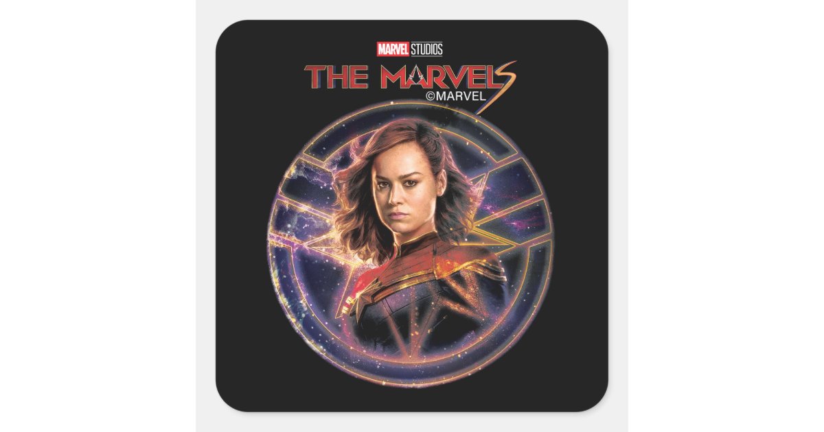 The Marvels Captain Marvel Circle Badge Square Sticker | Zazzle