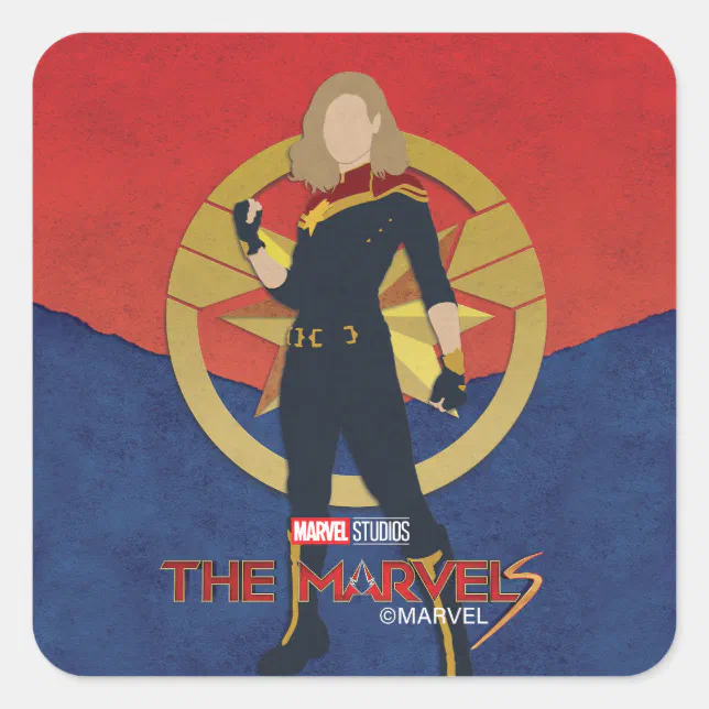 The Marvels Captain Marvel Cutout Graphic Square Sticker | Zazzle