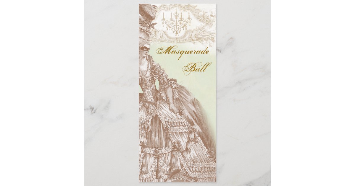 The Masquerade Ball, Menu teal and gold | Zazzle